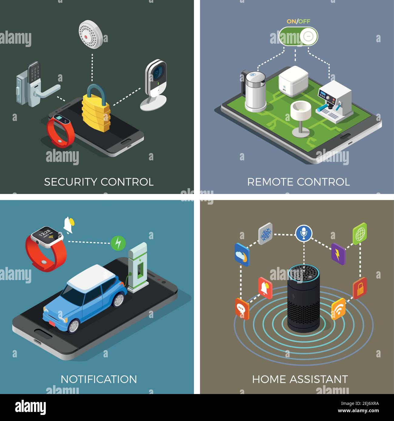 Internet of things isometric design concept with home assistant ...