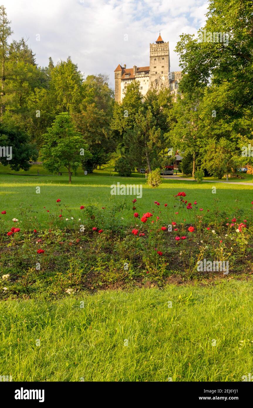 Beautiful garden outside Bran Castle in Romania Stock Photo - Alamy
