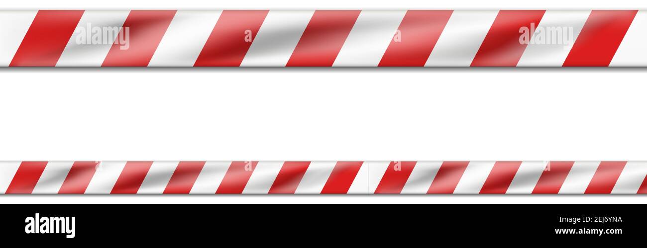 3d realistic vector hazard white and red striped ribbon, caution tape ...