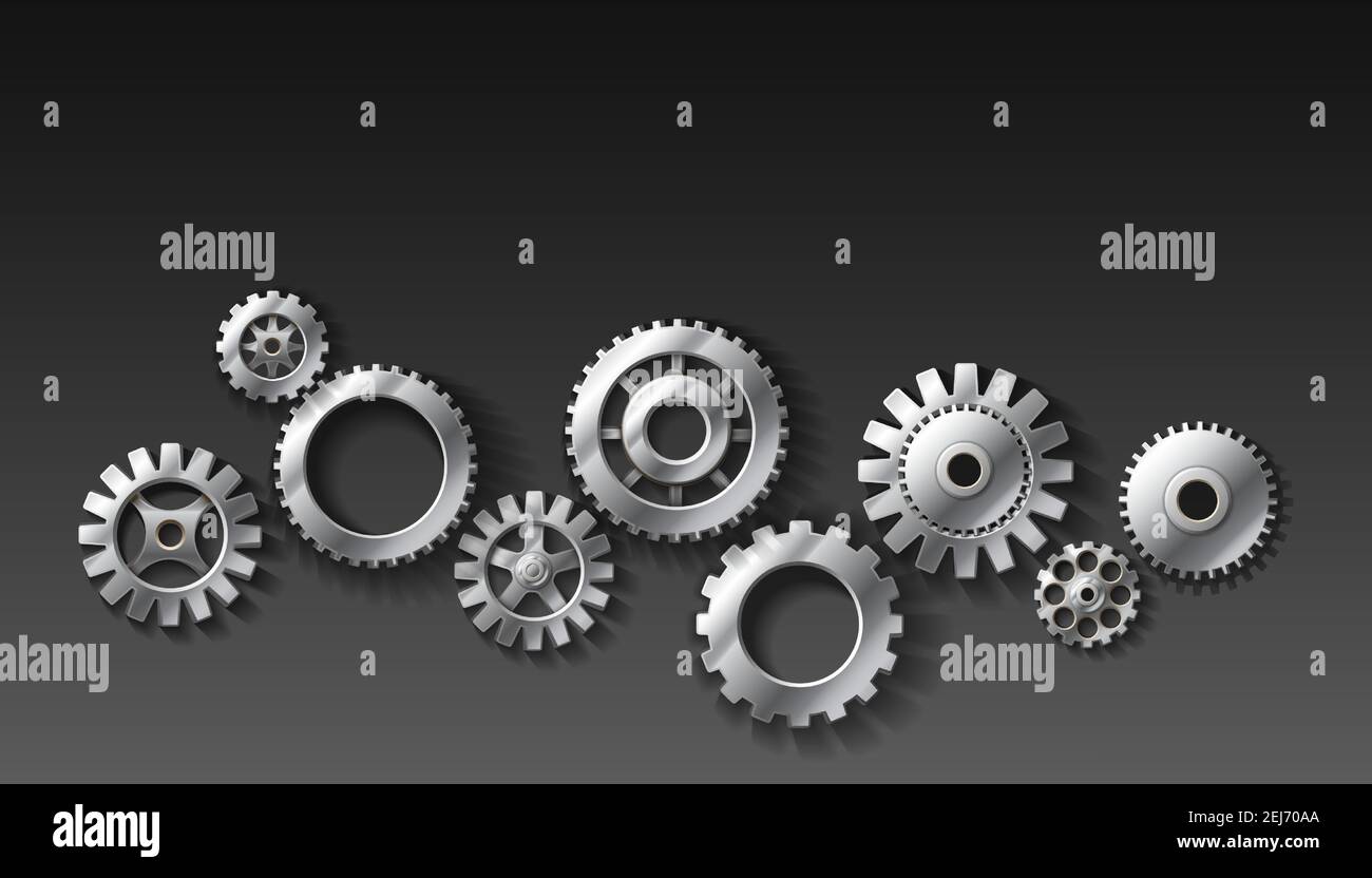 3d realistic vector metal gears of dark gray background Stock Vector Image & Art - Alamy