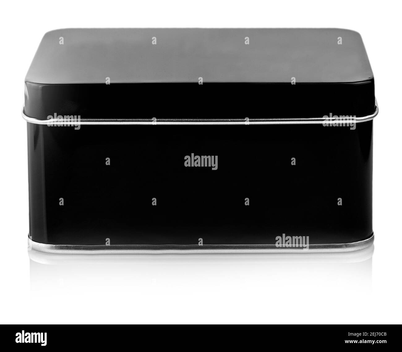 The Closed black metal box close-up isolated on white background Stock ...