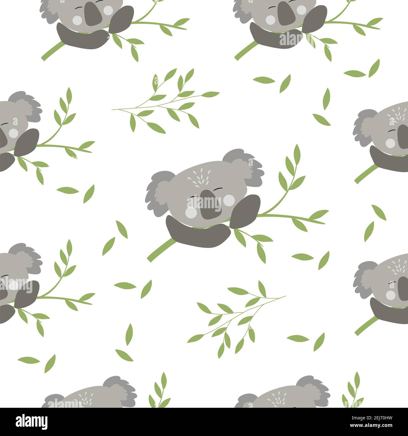 Seamless pattern jungle animals, koala white background Stock Vector ...