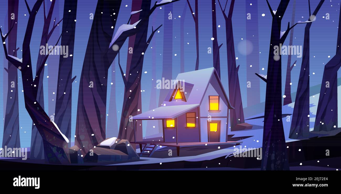 Cartoon Woods At Night