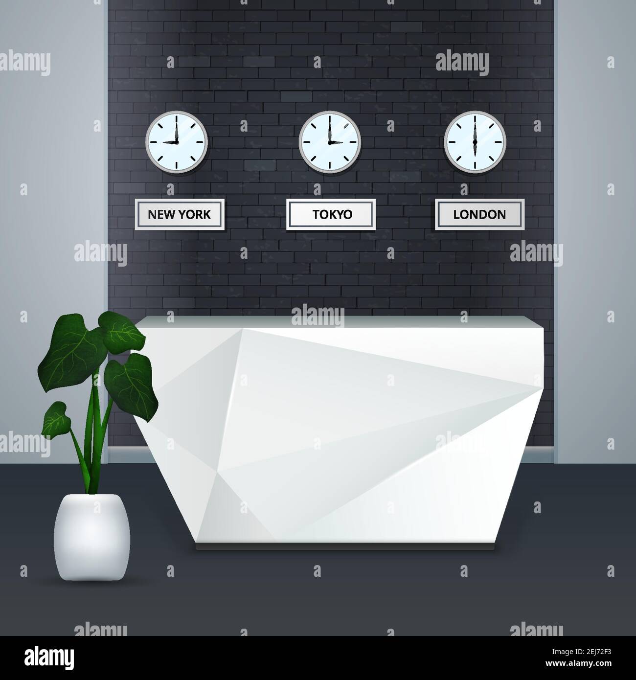 Modern geometric shape reception desk lobby business center office ...