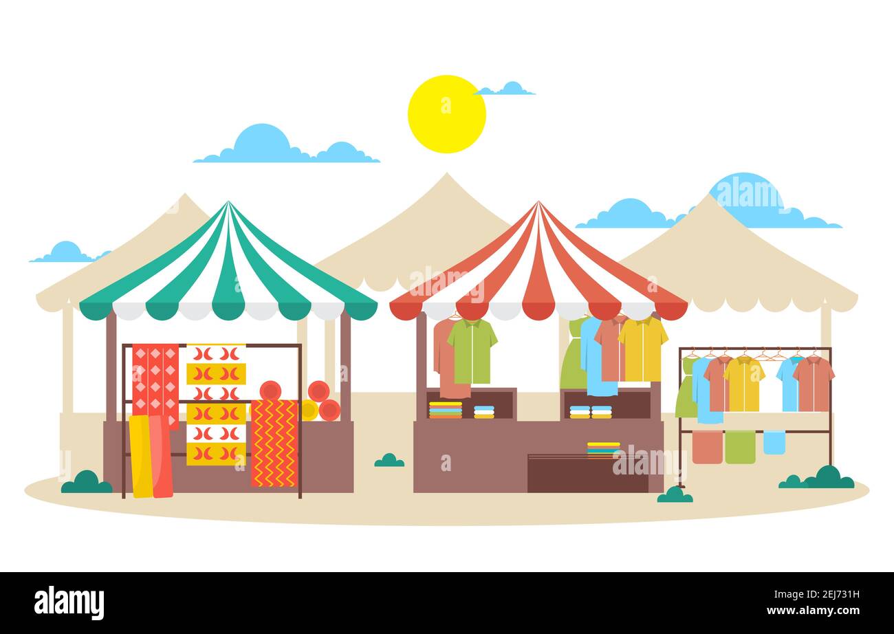 Fabric market stall Stock Vector Images - Alamy