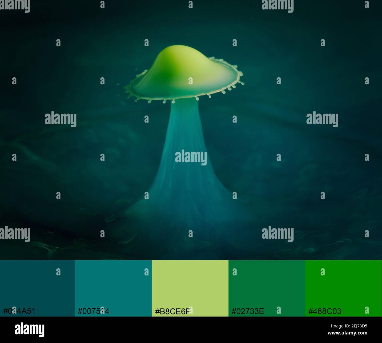 Green Tones Designer Color Palette inspired by liquid drop art. Macro ...