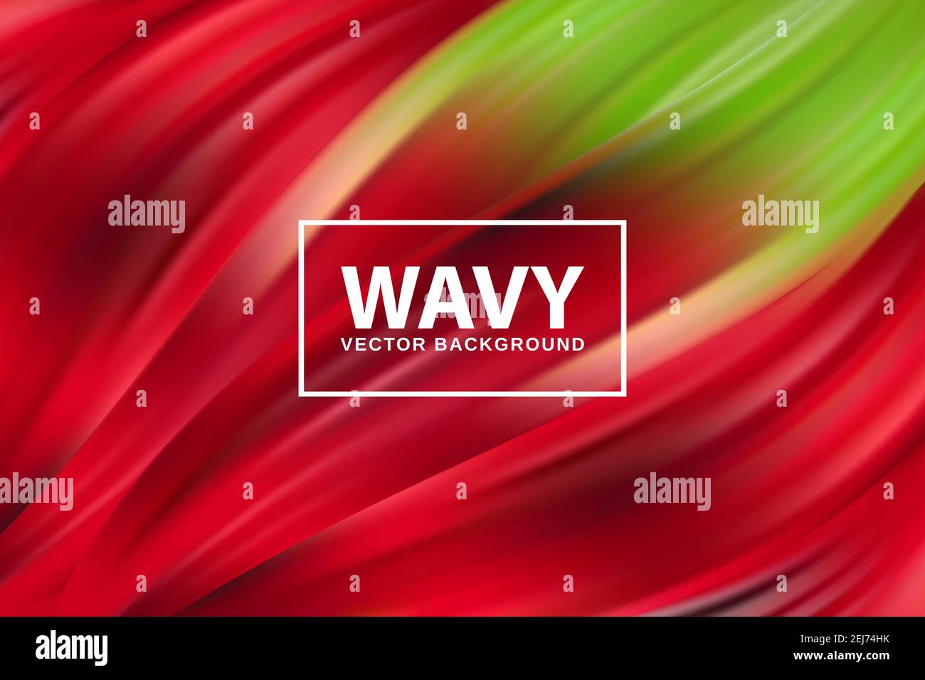 Bright red green vector waves abstract background. Floral vector ...