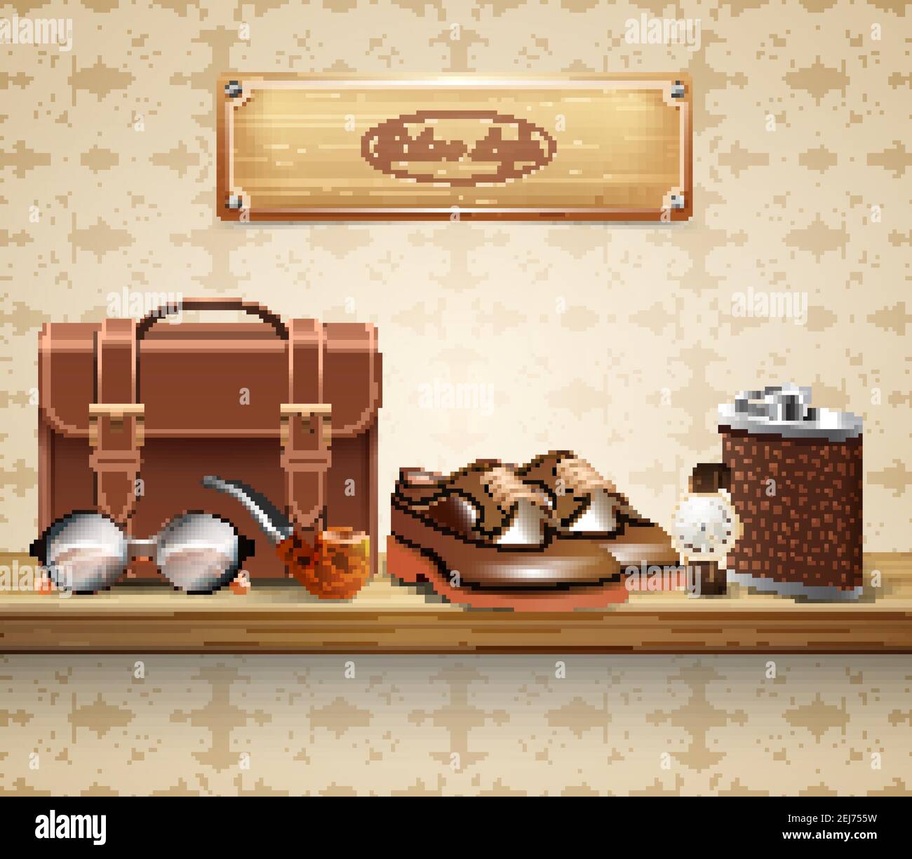 Classic retro style real leather gentleman accessories realistic ...