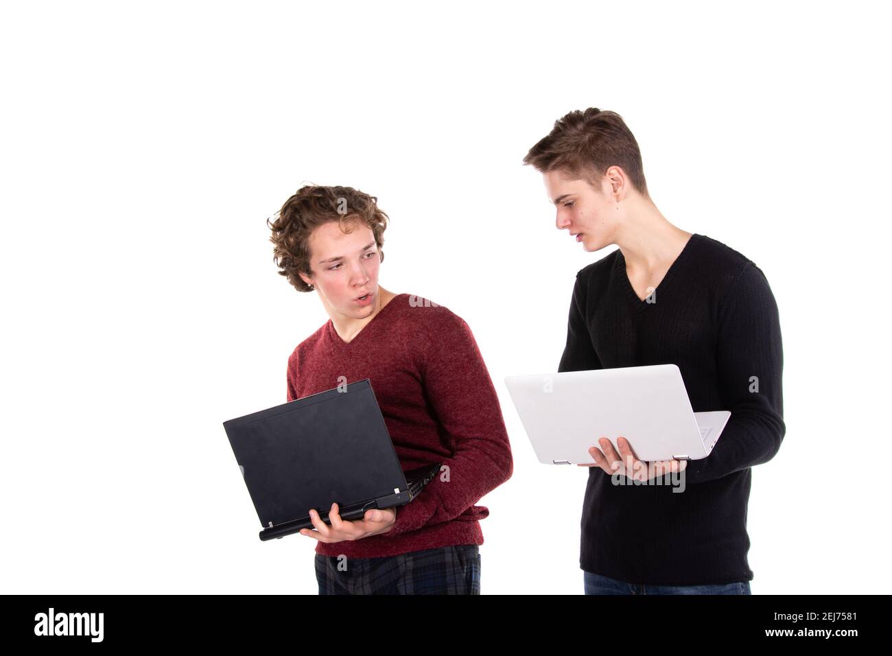 Study and work. Two young attractive students with laptops Stock Photo ... Study and work. Two young attractive students with laptops Stock Photo ...