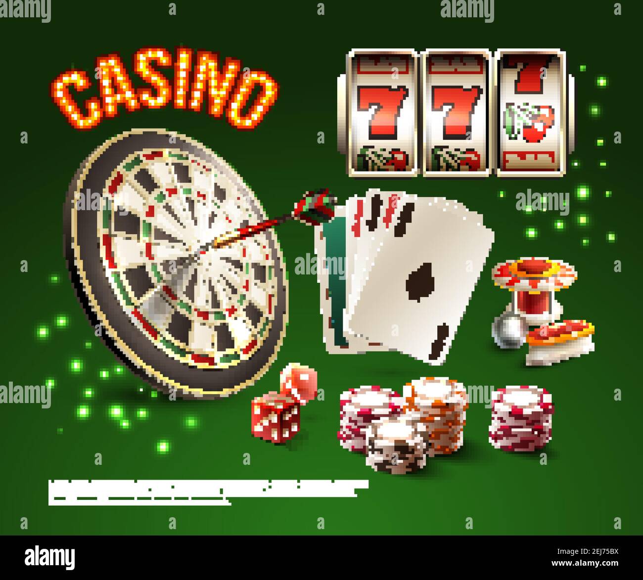 Games realistic stylish composition with casino headline and different ...