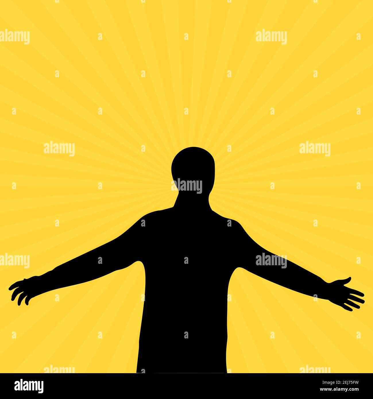 man raising his hands vector silhouette illustration. Young man with ...