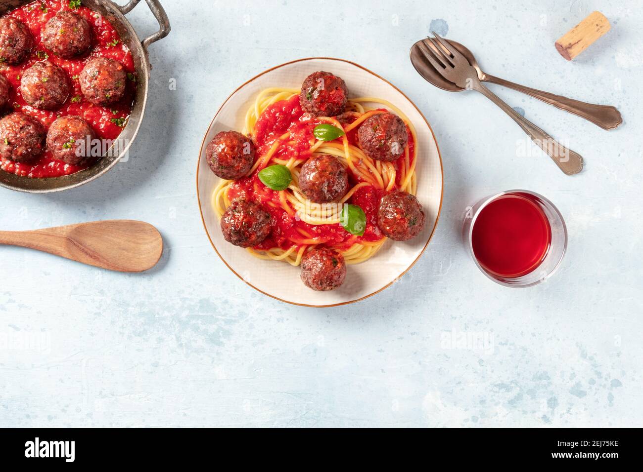 Meatballs, shot from the top with a place for text. Meatballs with ...