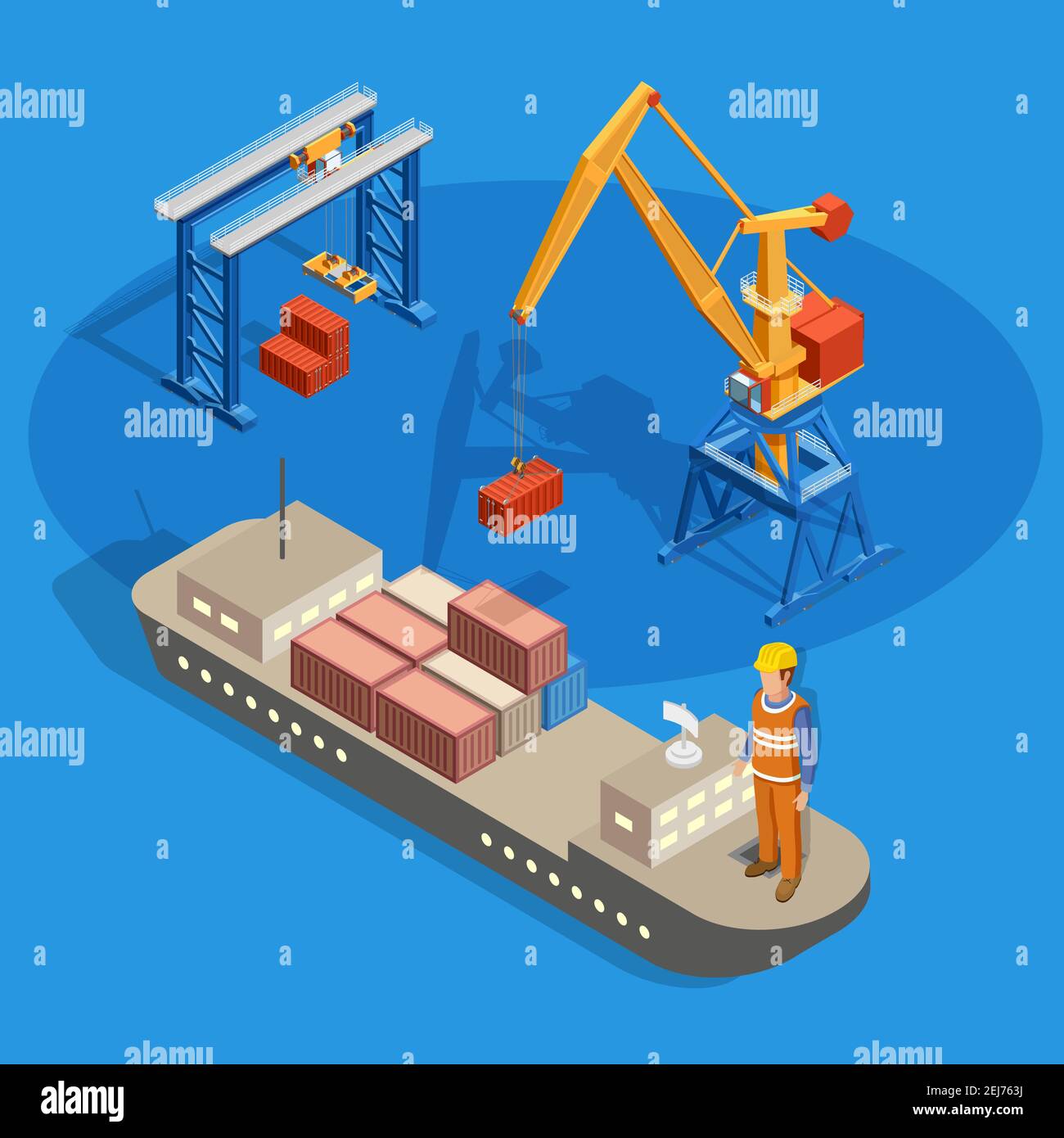 Barge loading machinery Stock Vector Images - Alamy