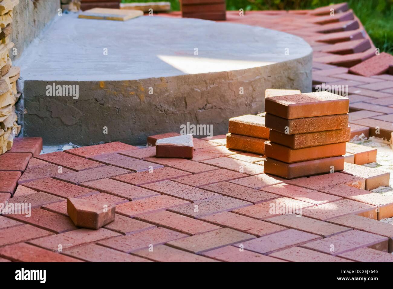 Brown clinker paving stones for laying paths in the garden. German ...
