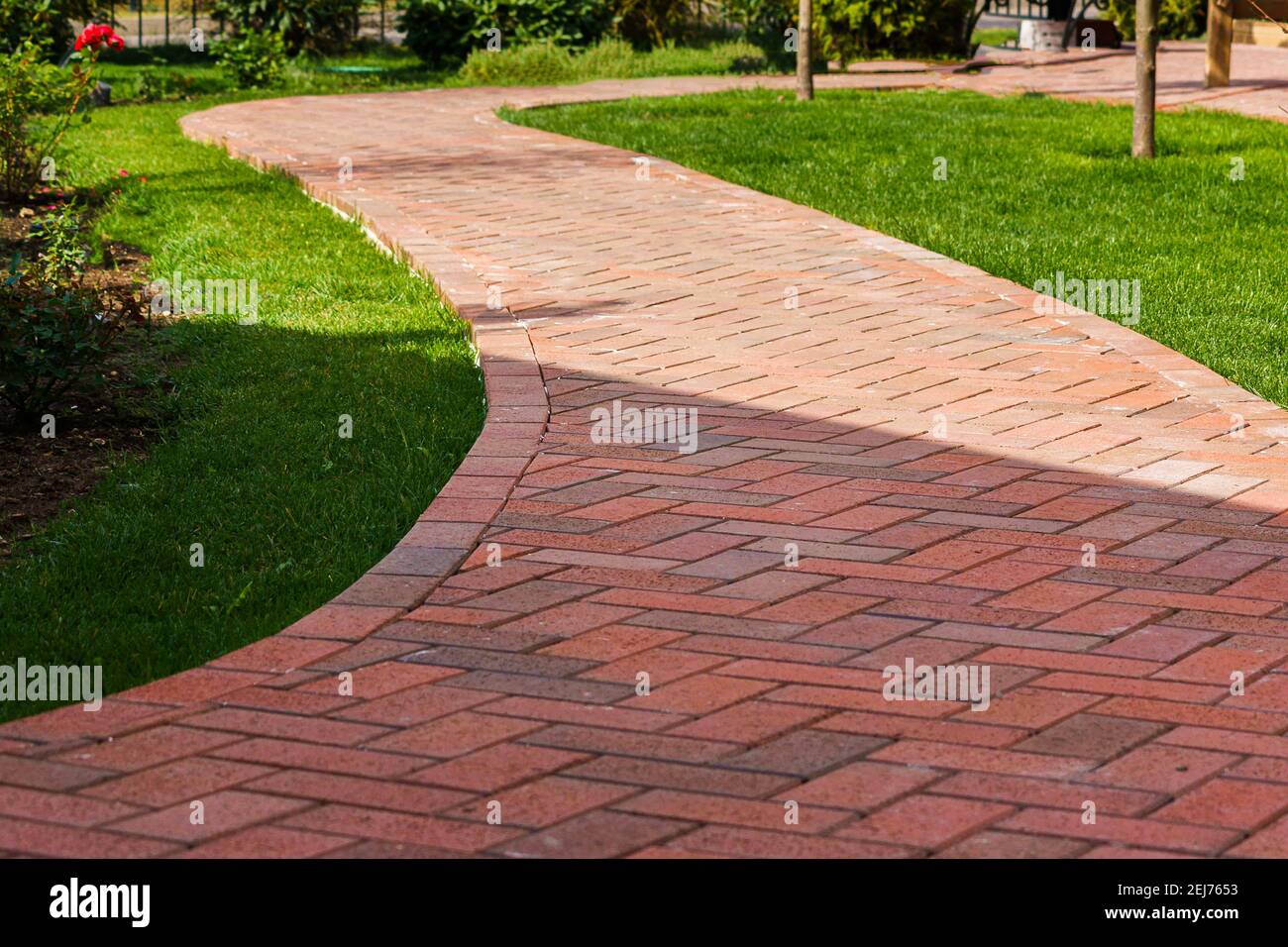 Brown clinker paving stones for laying paths in the garden. German ...
