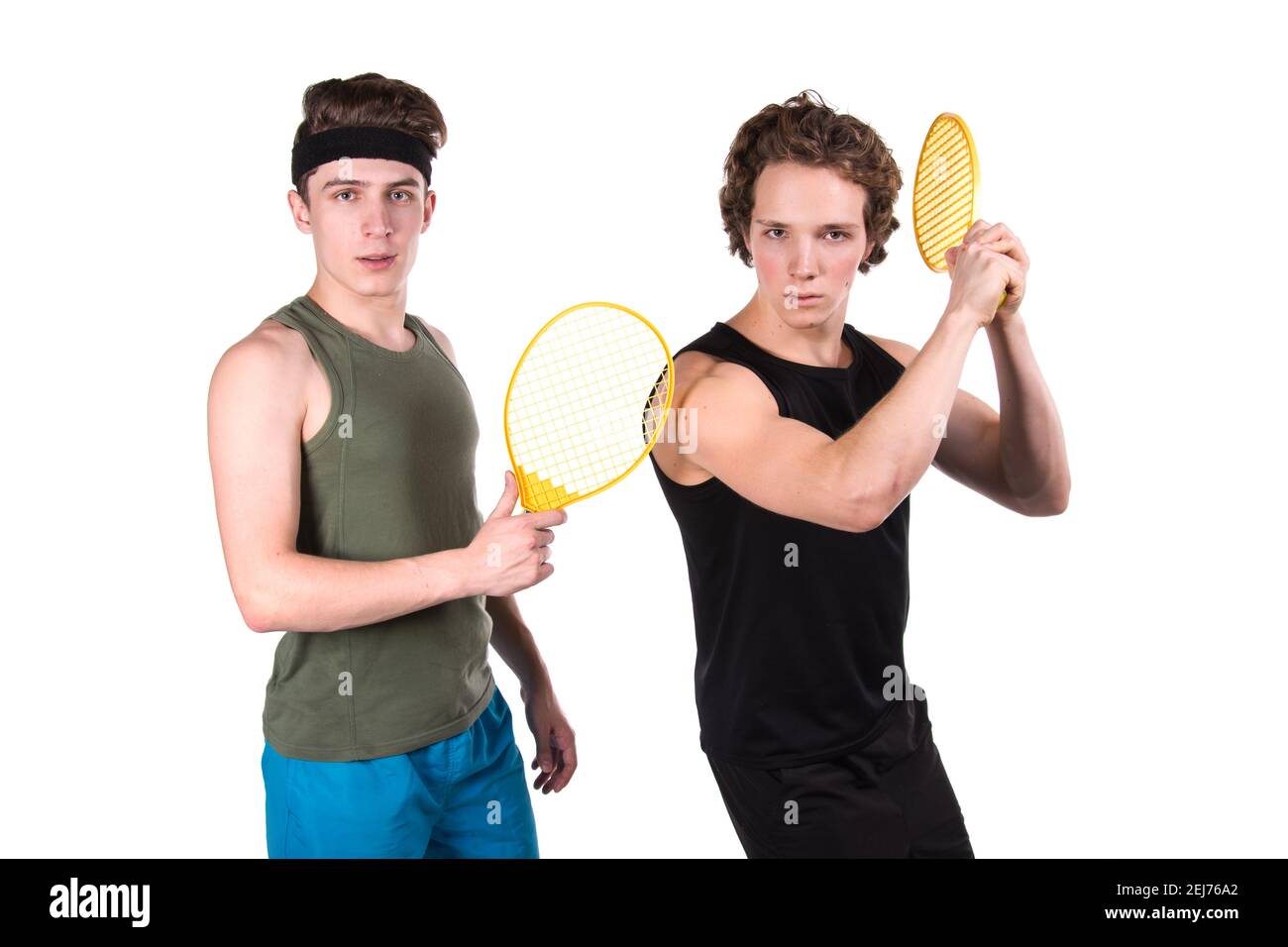 Fitness and healthy lifestyle. Two young attractive students in the gym ...