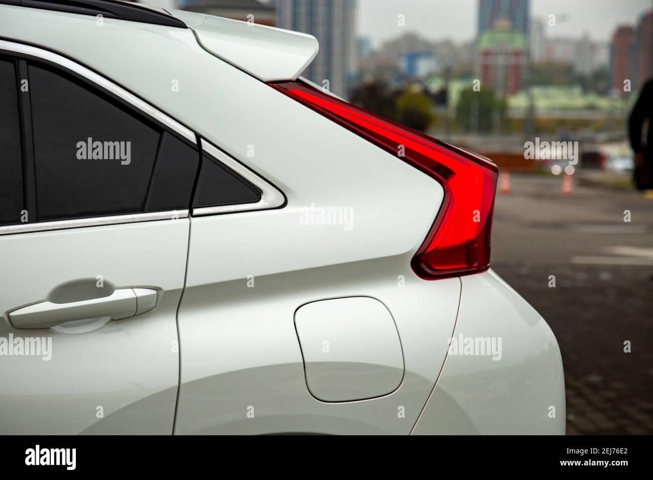 MOSCOW, RUSSIA - SEPTEMBER 30, 2019: Rear optics, brake lights, new car ...