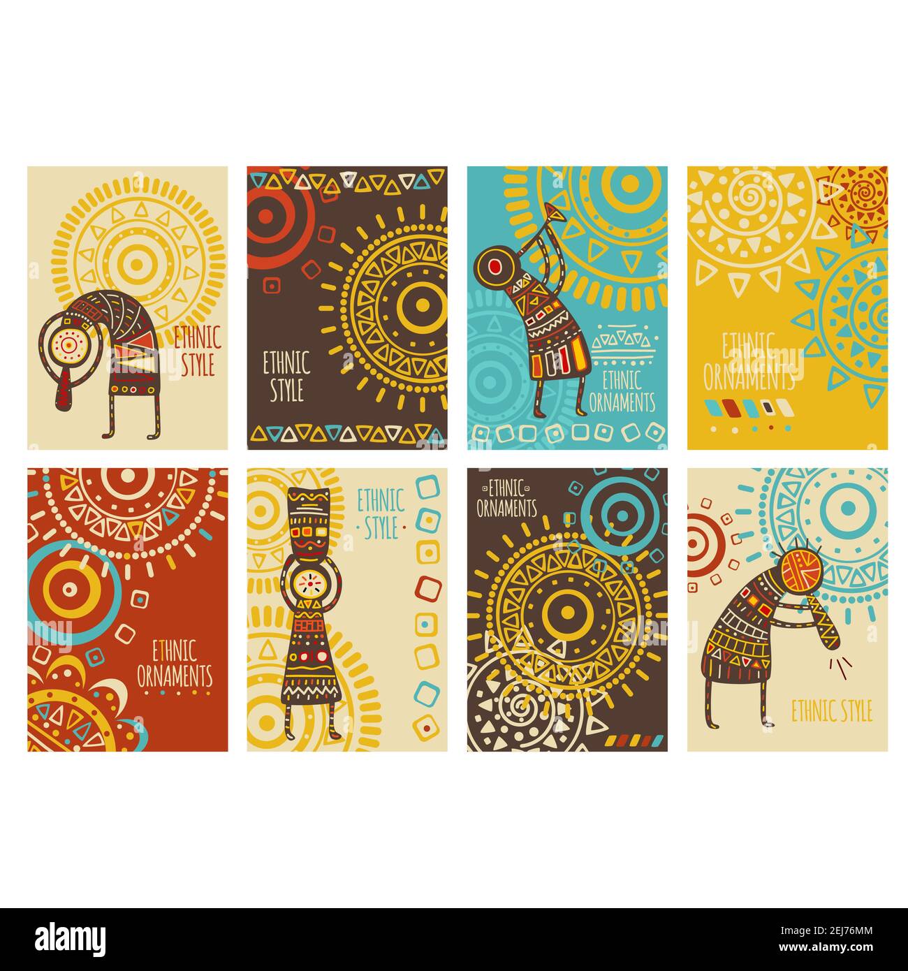 Set of ethnic banner, background, flyer, placard with tribal ornaments ...