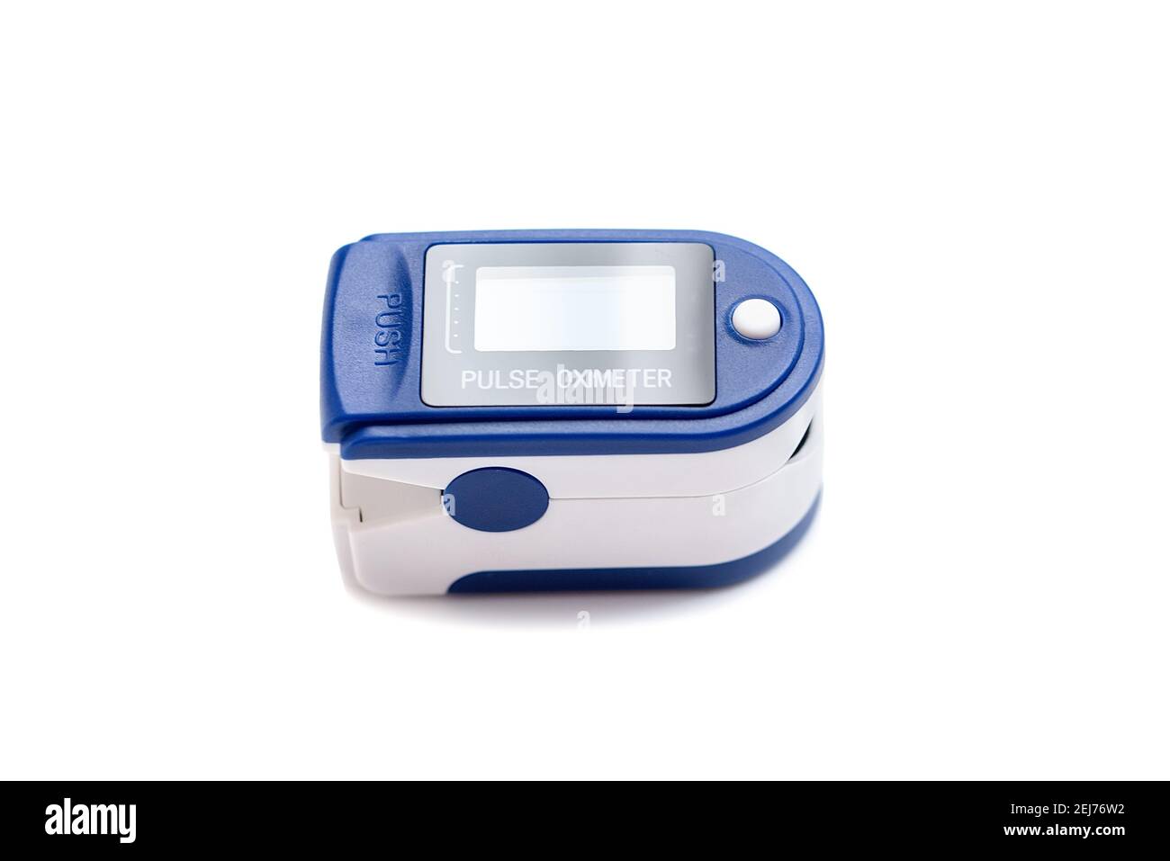 Portable blue Pulse Oximeter on isolated white background with clipping ...
