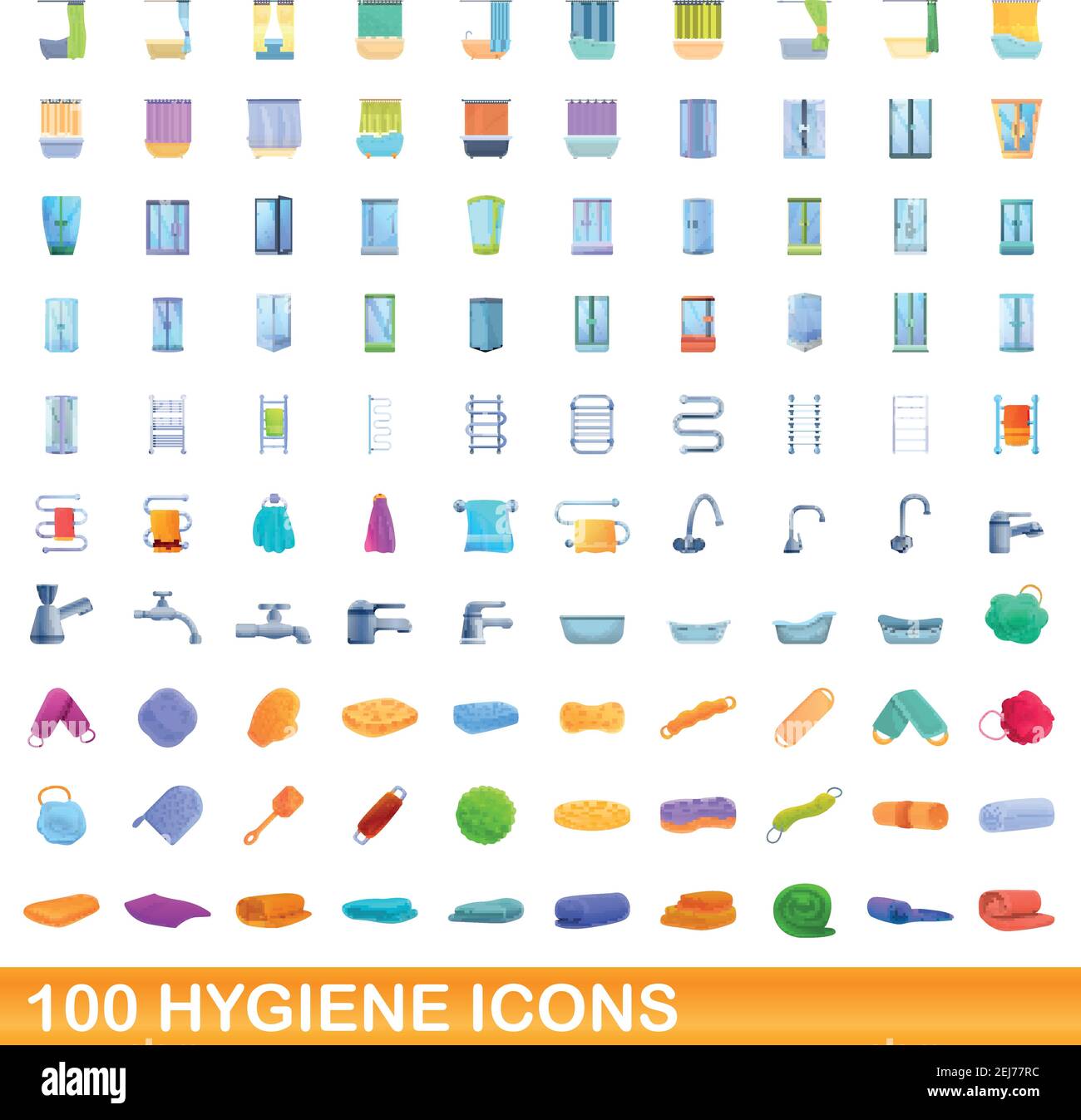 100 hygiene icons set. Cartoon illustration of 100 hygiene icons vector ...
