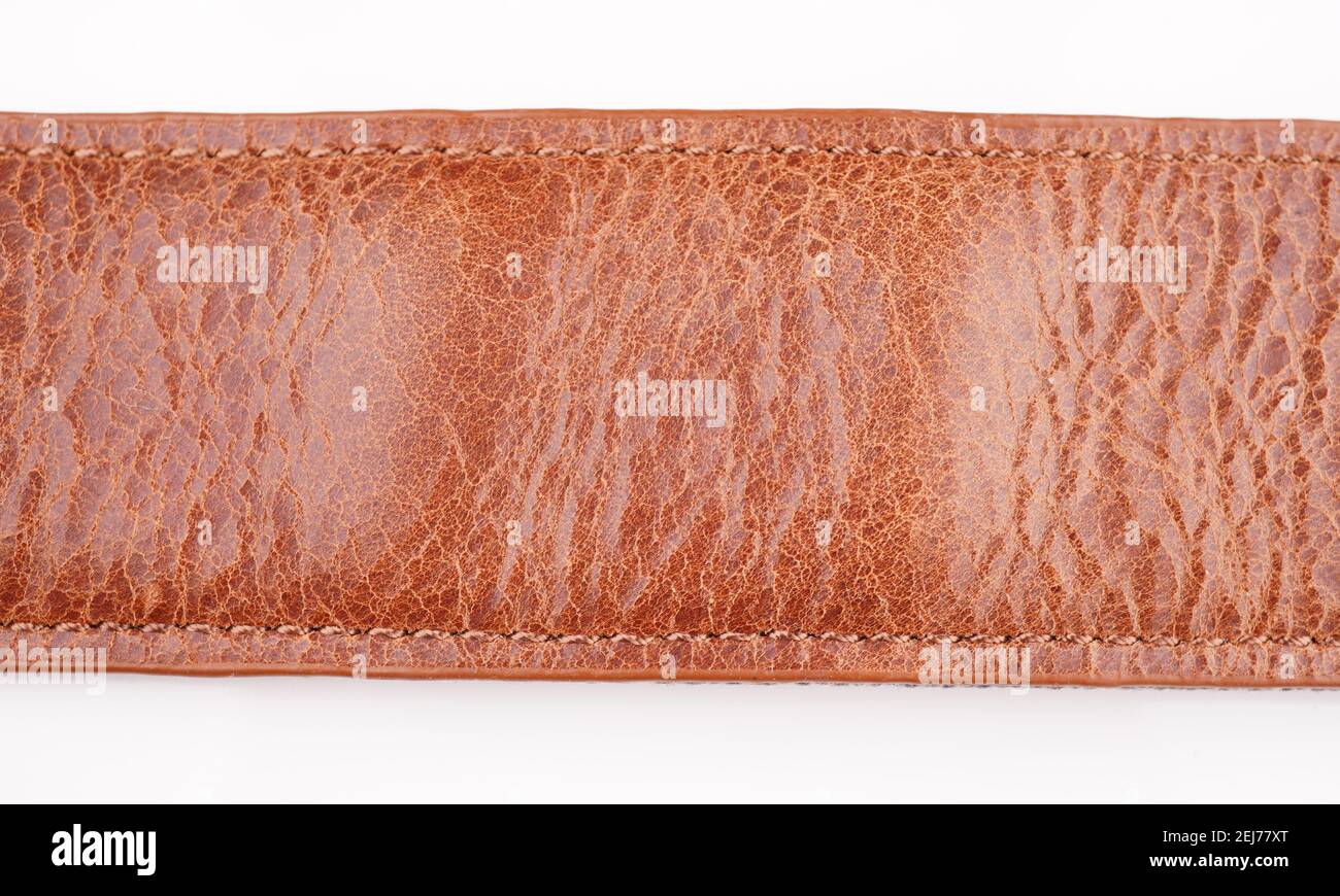 leather brown belt on a white background Stock Photo - Alamy