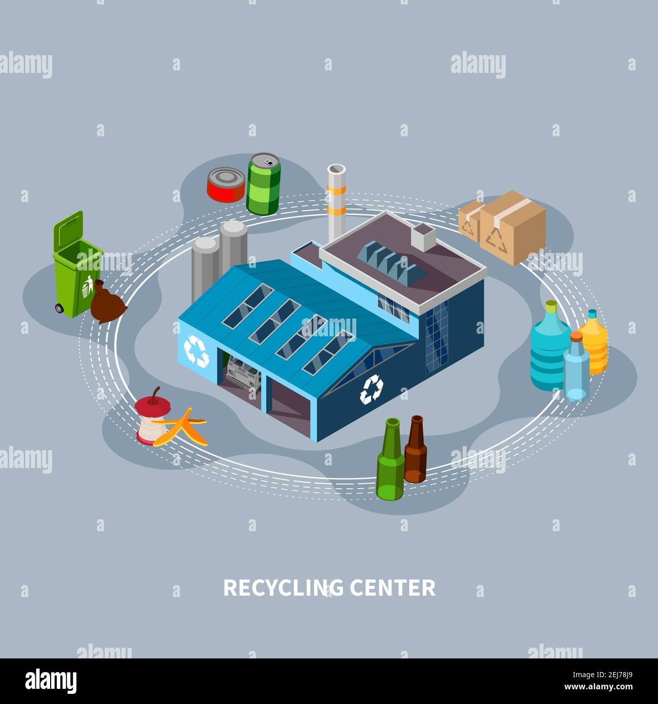 Garbage isometric composition with isolated images of various household ...