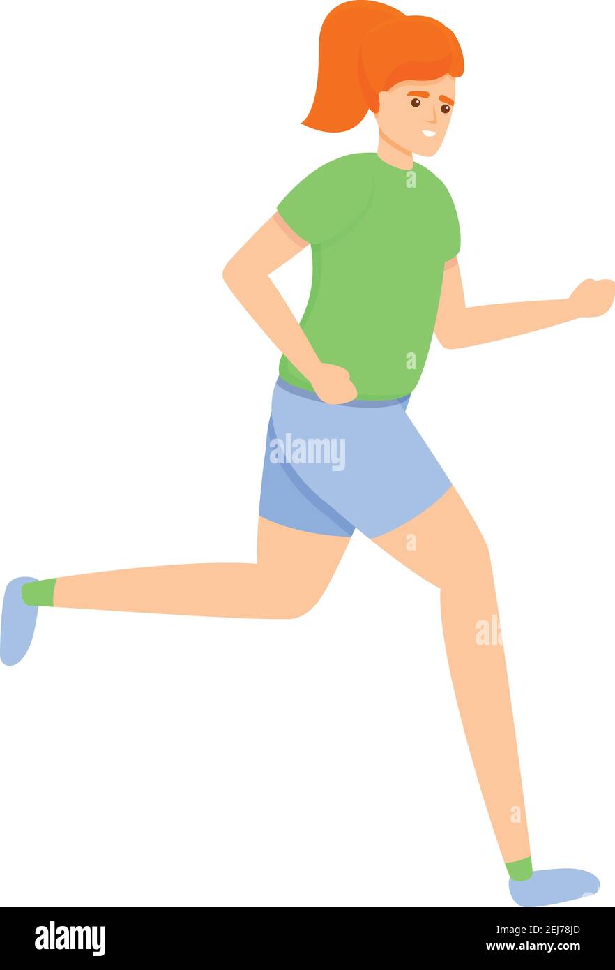 Girl morning running icon. Cartoon of girl morning running vector icon ...