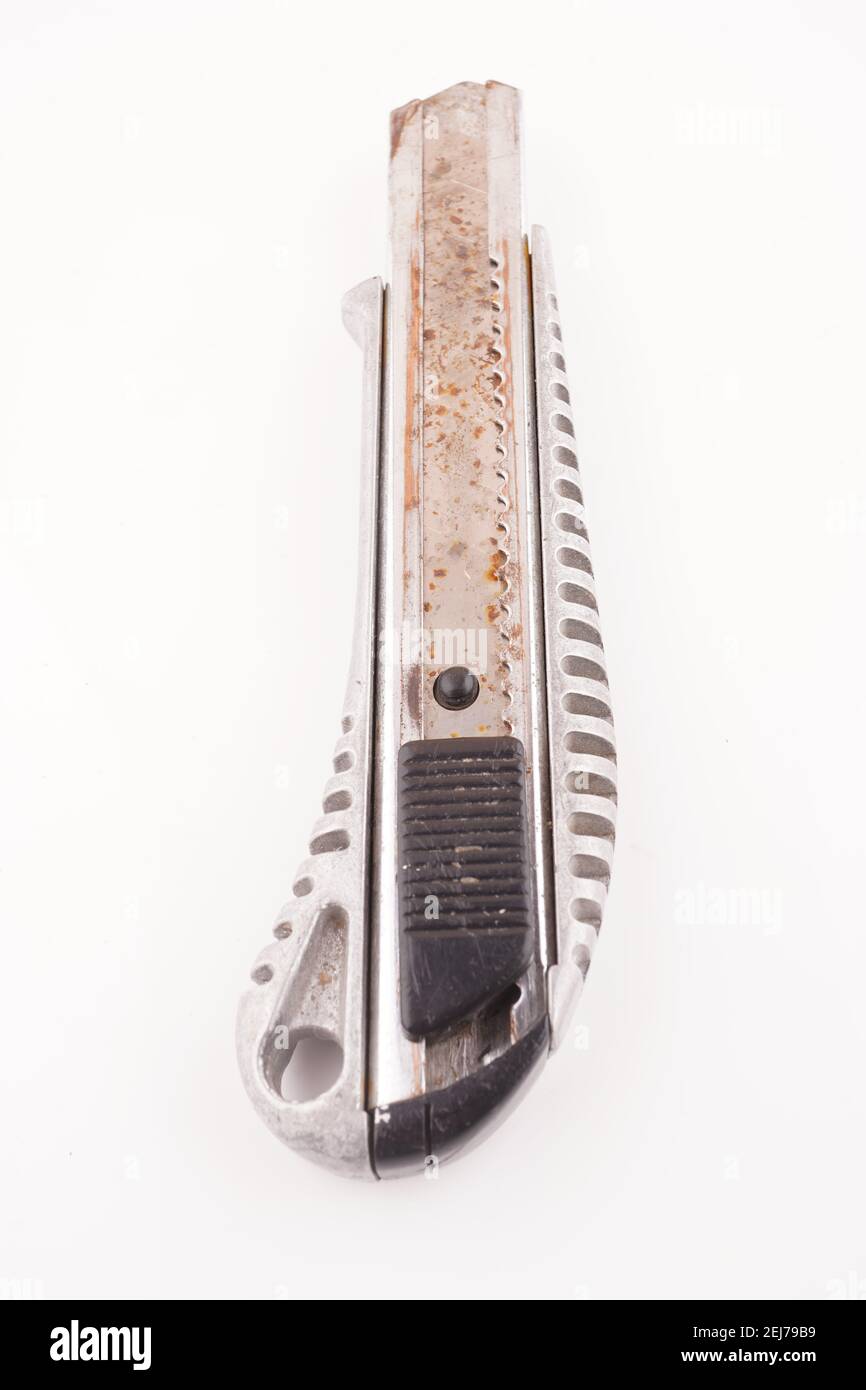 construction knife on a white background Stock Photo - Alamy