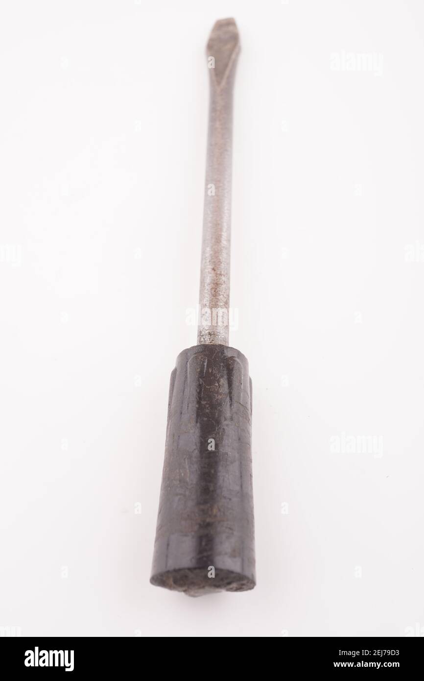 black screwdriver on a white background Stock Photo - Alamy
