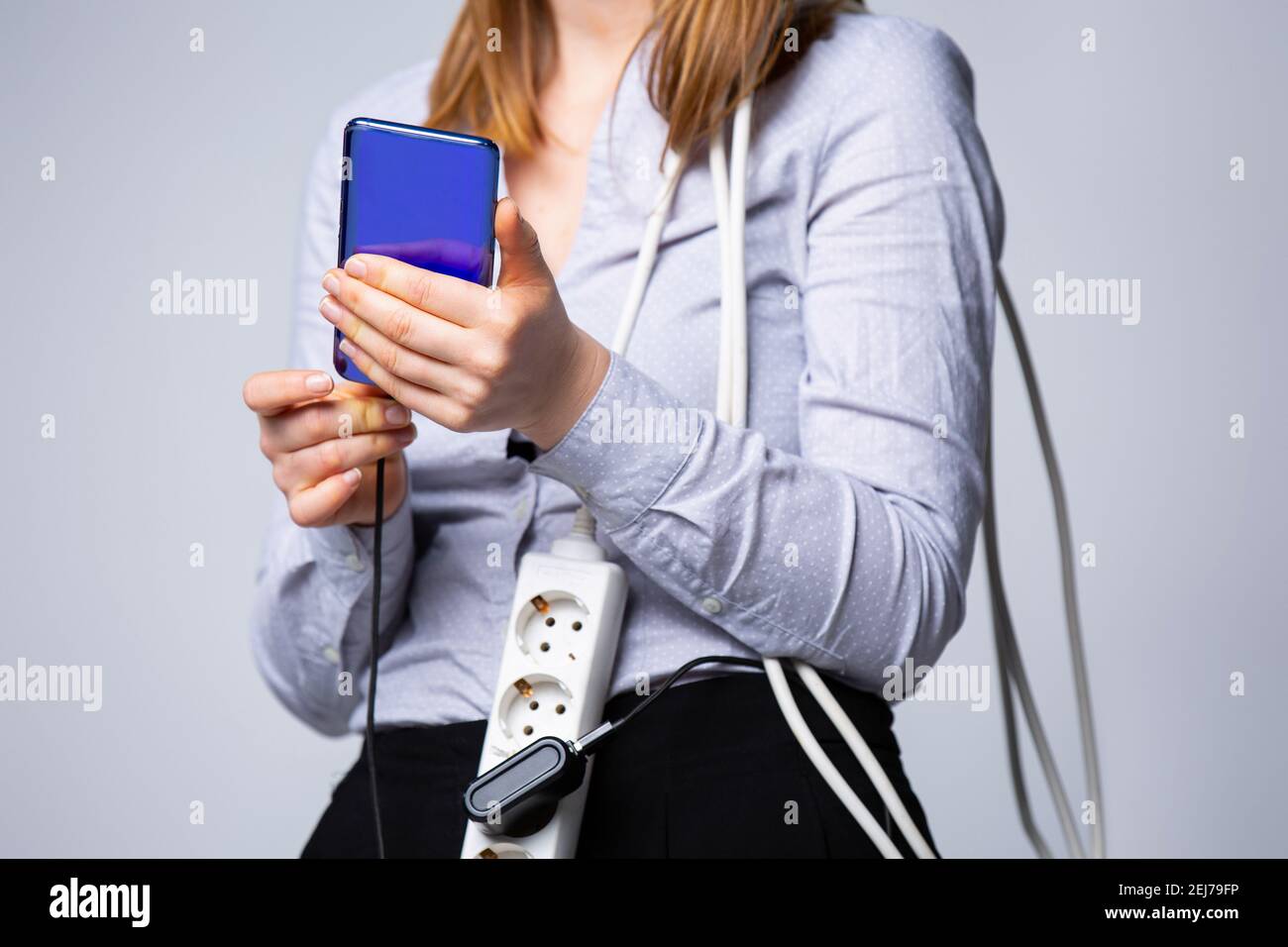 Cropped photo, young user of smartphone. Digital mobile technologies ...