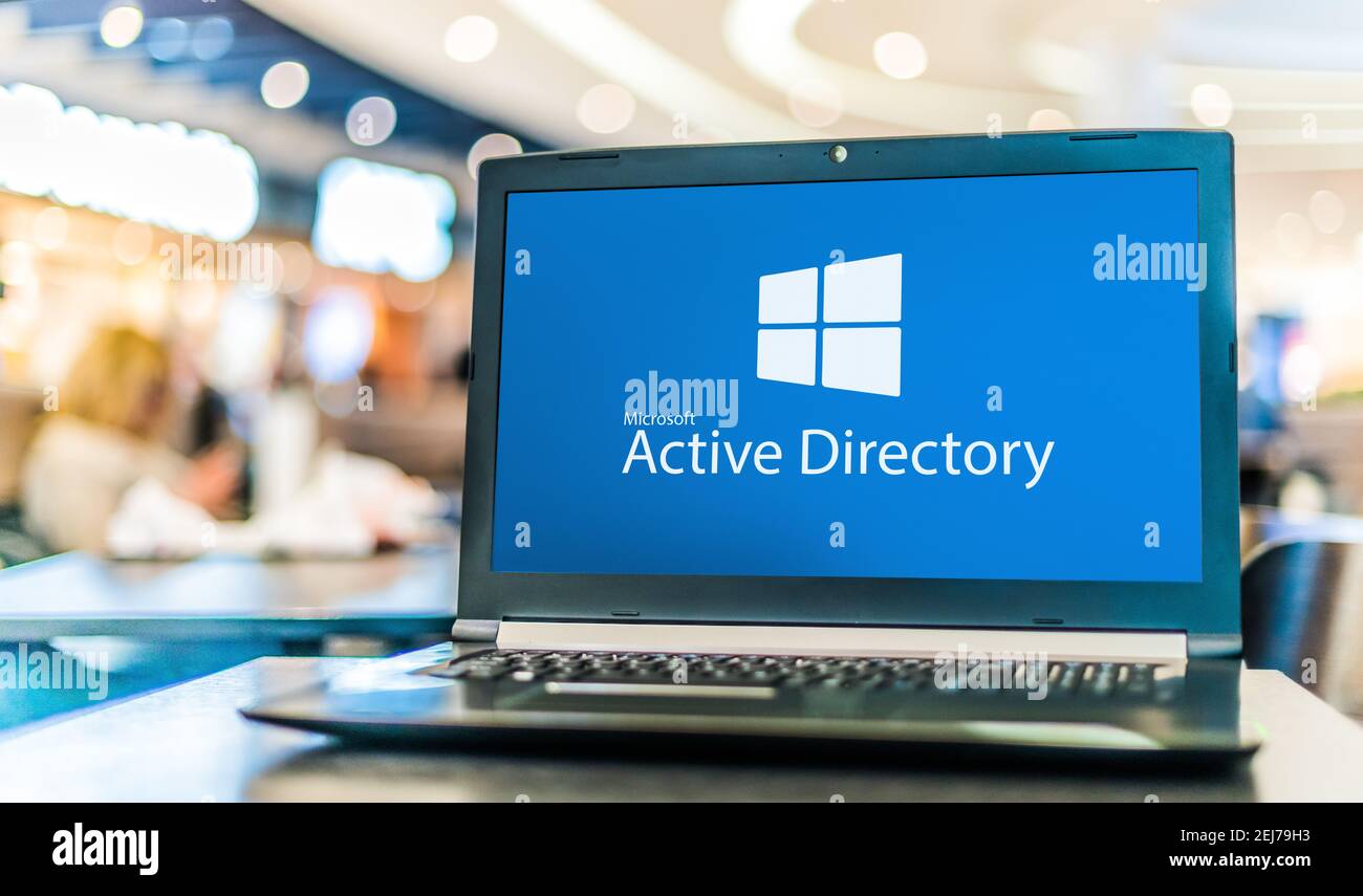 POZNAN, POL - JUL 25, 2020: Laptop computer displaying logo of Active ...