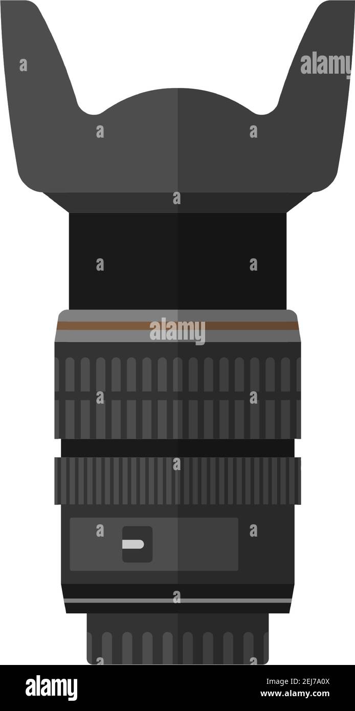 Camera zoom lens side view isolated vector isolated on white Stock ...