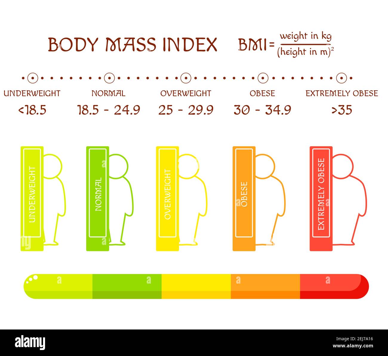 BMI concept. Body shapes from underweight to extremely obese. Weight ...