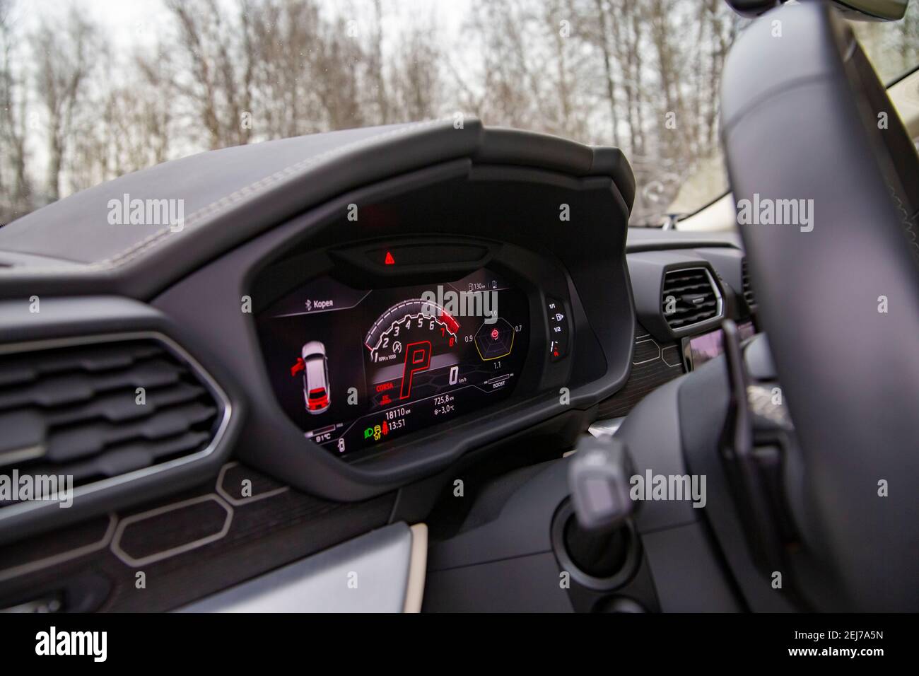 MOSCOW, RUSSIA - DECEMBER, 15, 2020: Interior of premium car ...