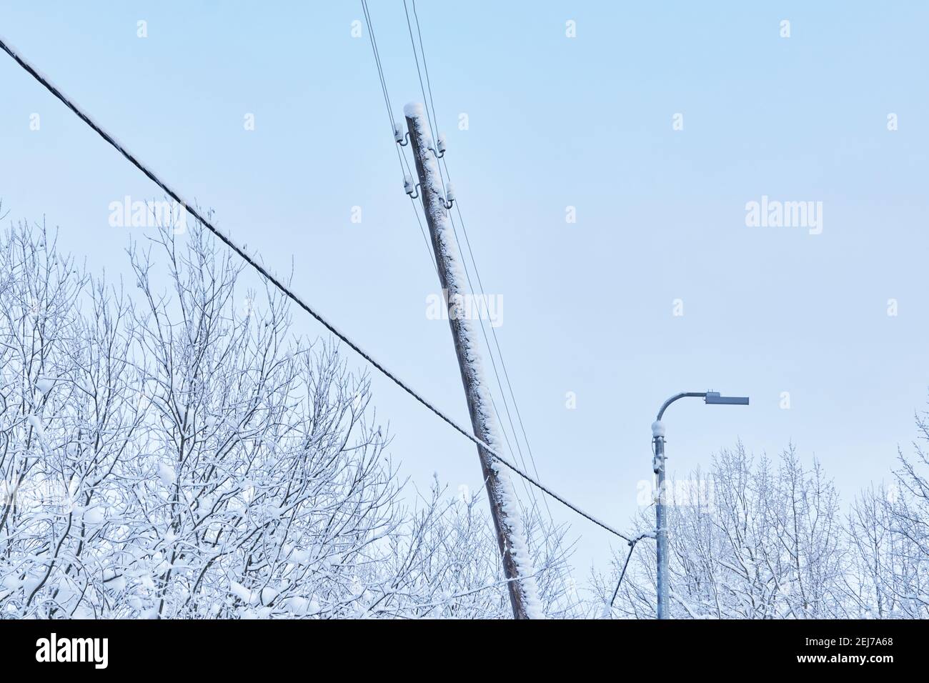 cold winter power line poles Stock Photo - Alamy