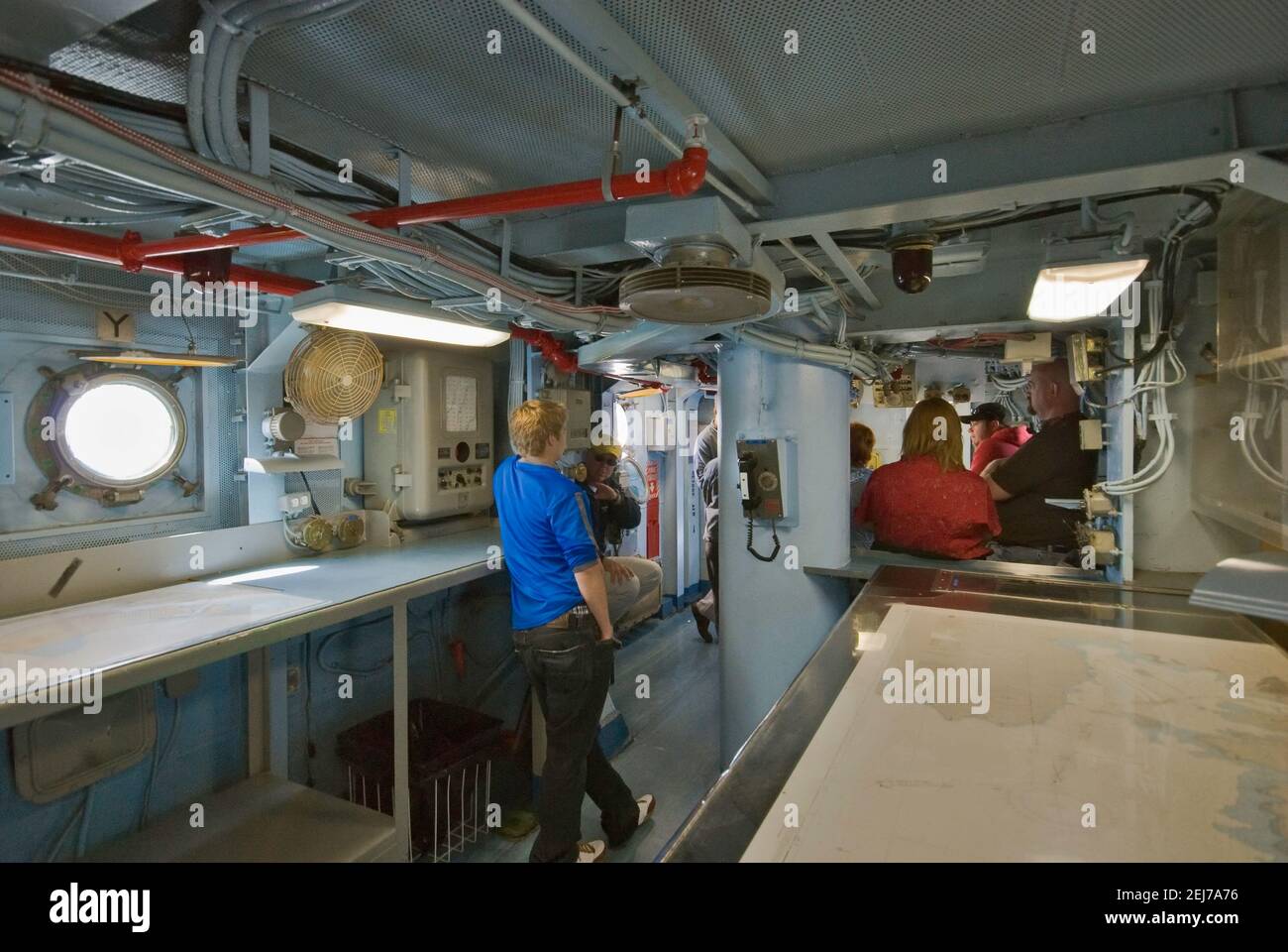 Bridge interior at USS Midway aircraft carrier museum ship, San Diego ...