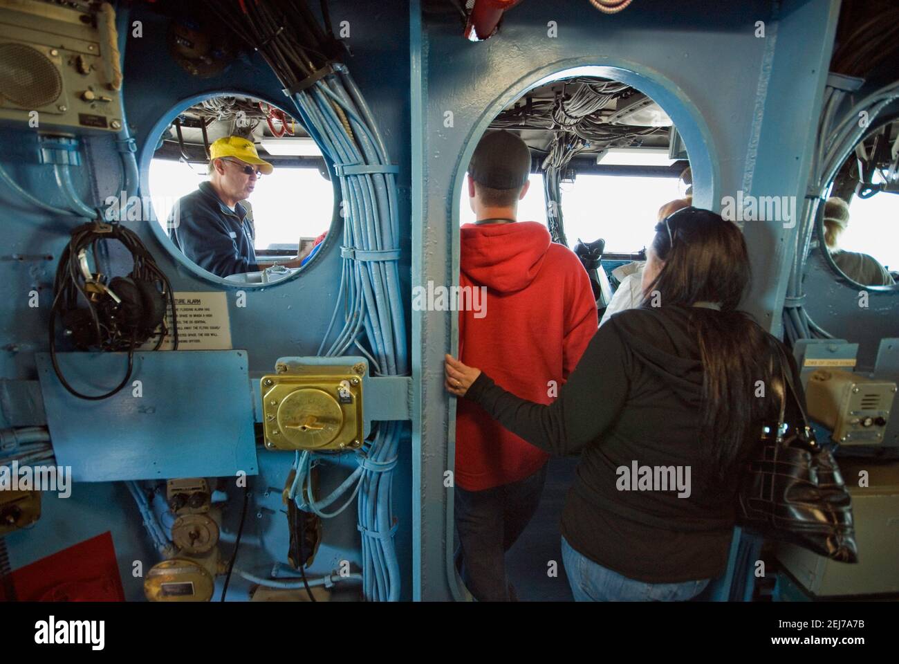Bridge interior at USS Midway aircraft carrier museum ship, San Diego ...