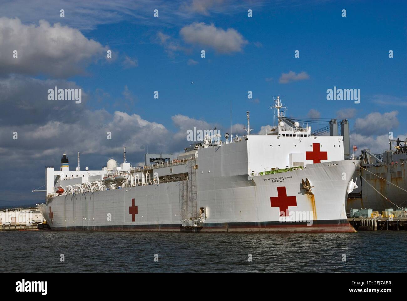 US Naval Hospital Ship Mercy at Naval Station at National City, San ...