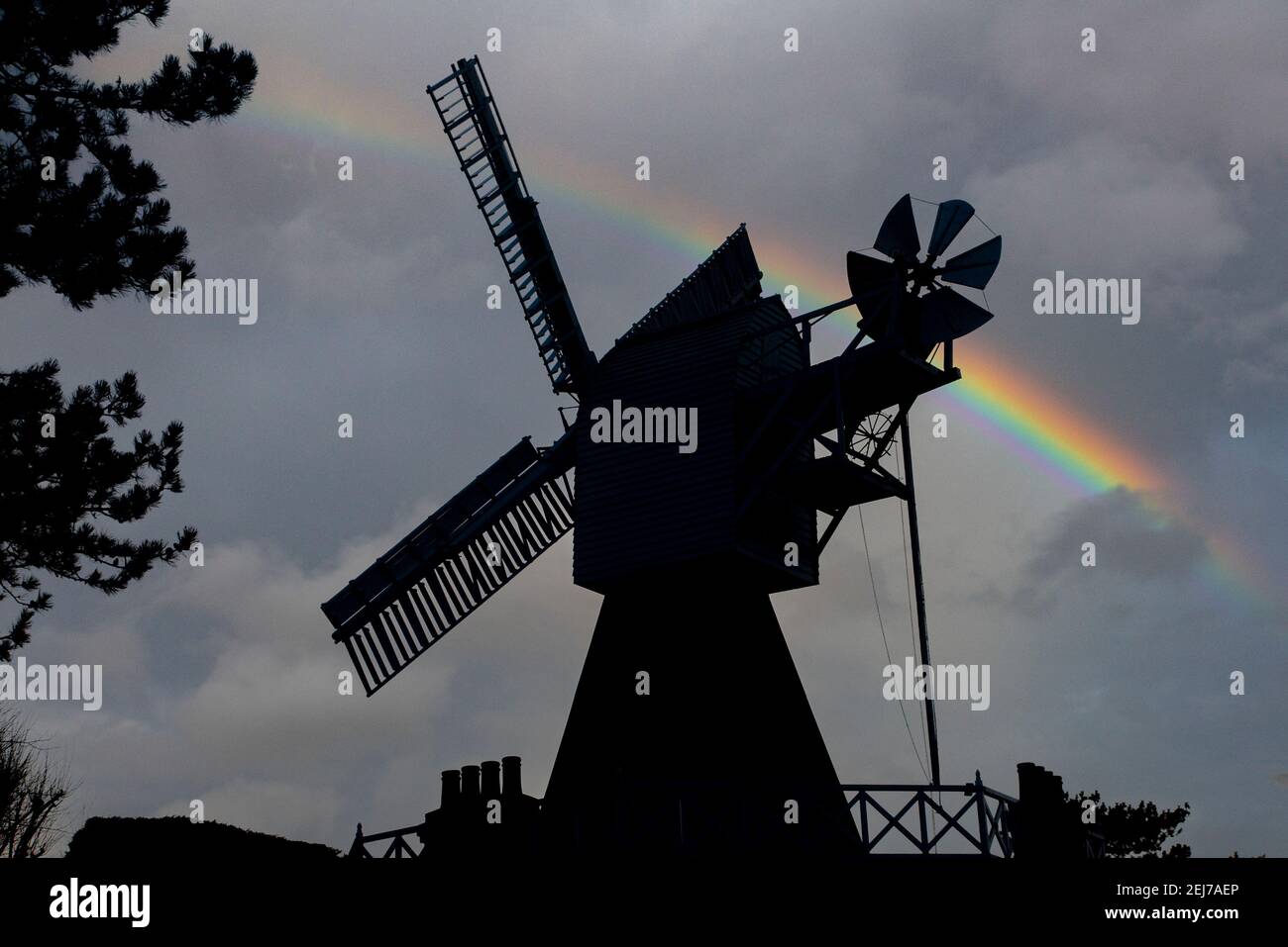 A rainbow behind Wimbledon Common windmill Stock Photo - Alamy