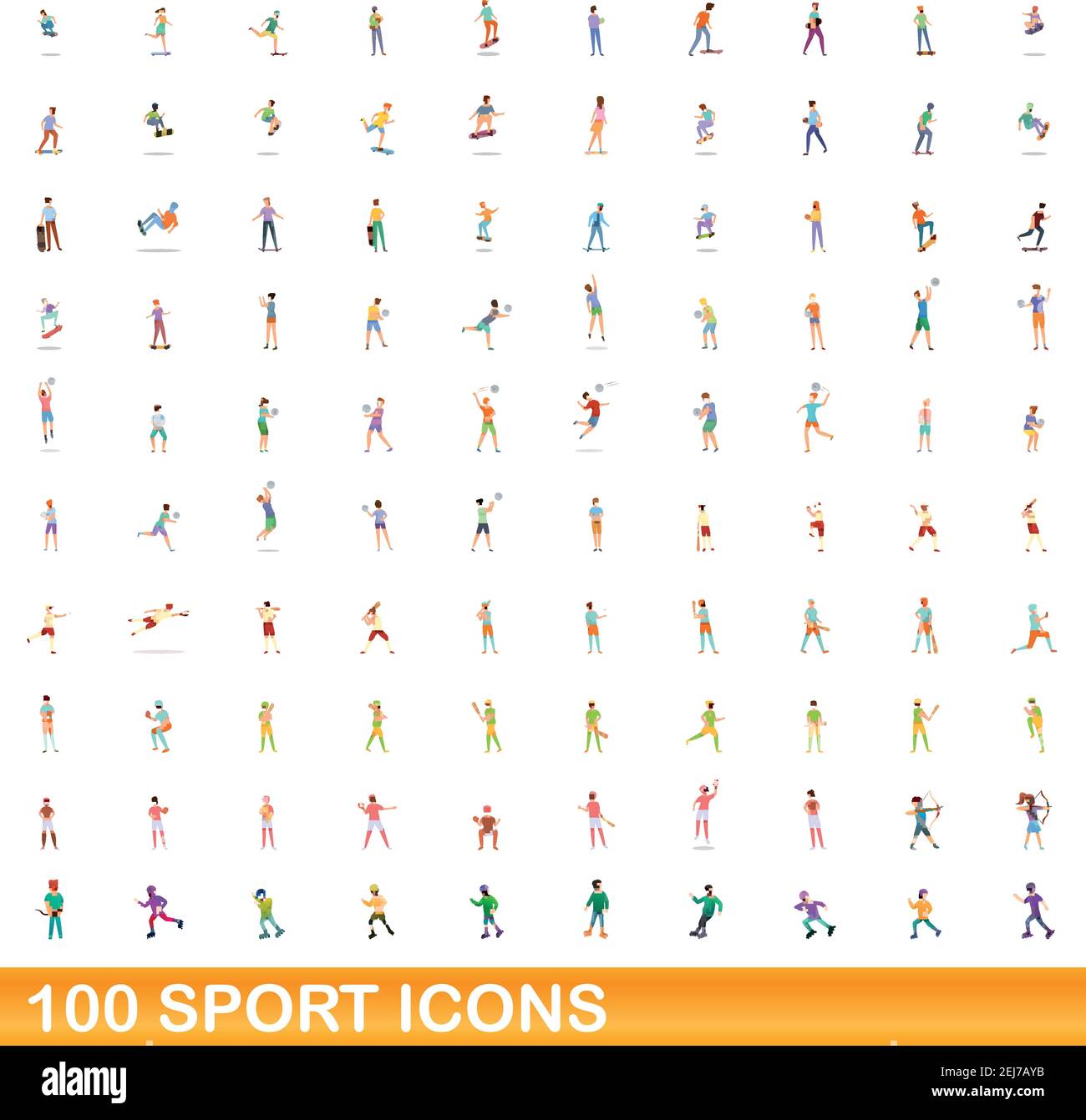 100 sport icons set. Cartoon illustration of 100 sport icons vector set ...