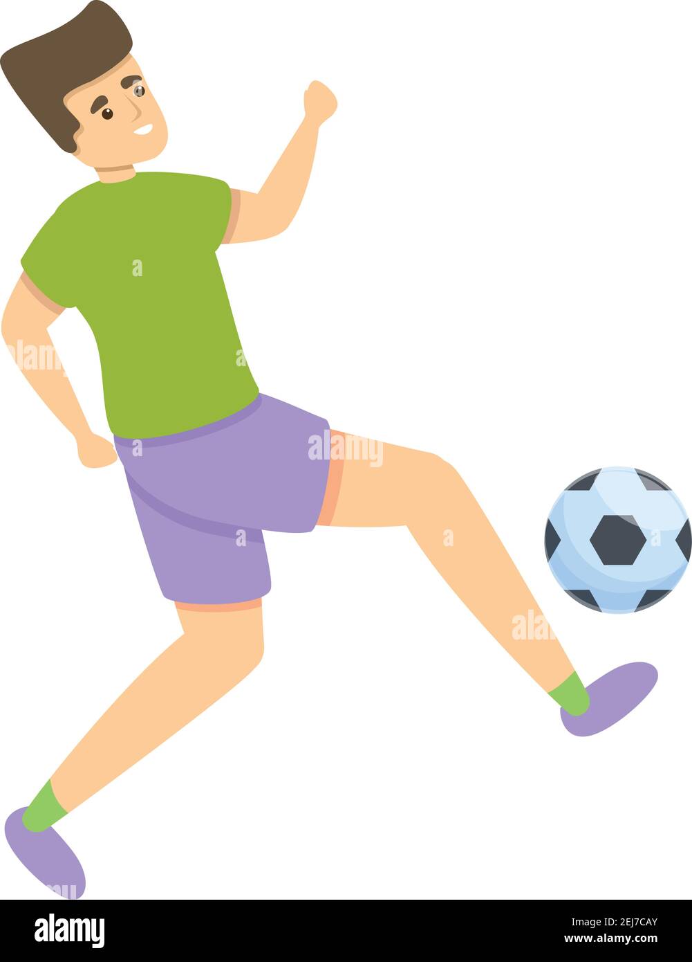 Kid hit ball soccer icon. Cartoon of kid hit ball soccer vector icon ...