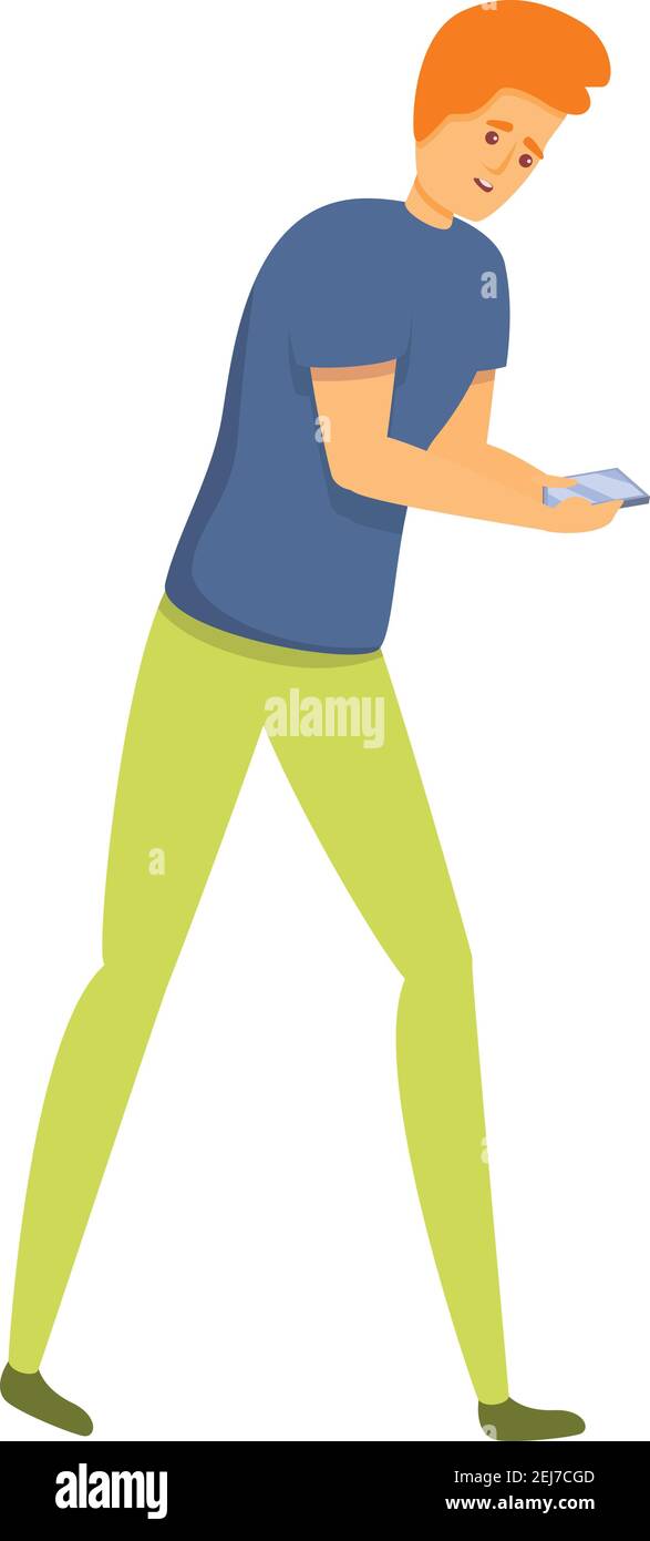 Careless young boy phone icon. Cartoon of careless young boy phone ...