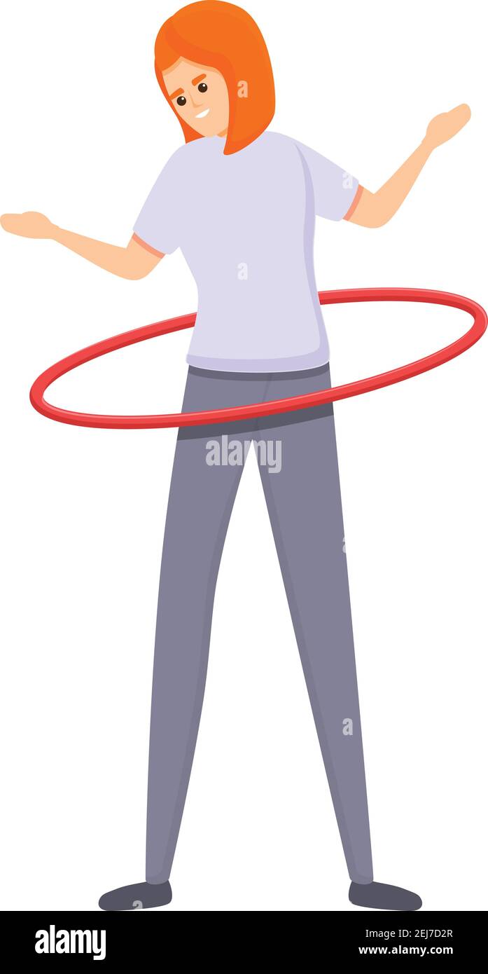 Woman fitness circle icon. Cartoon of woman fitness circle vector icon ...