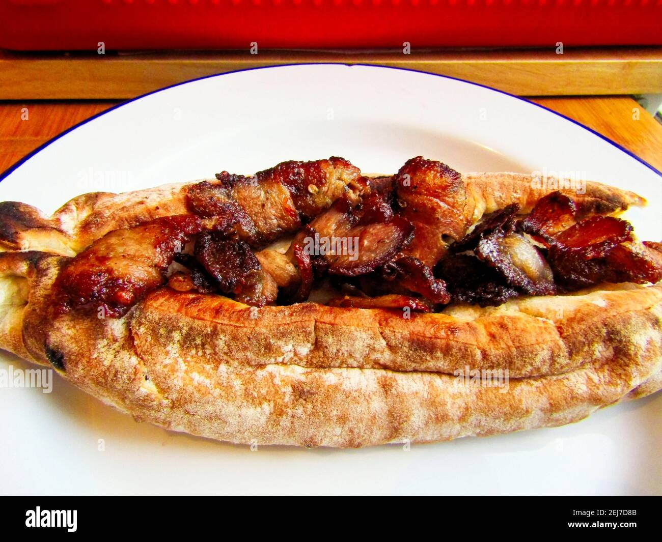 PORK GYROS ON WHEAT PITA PEINIRLI, CRETE, GREECE Stock Photo - Alamy