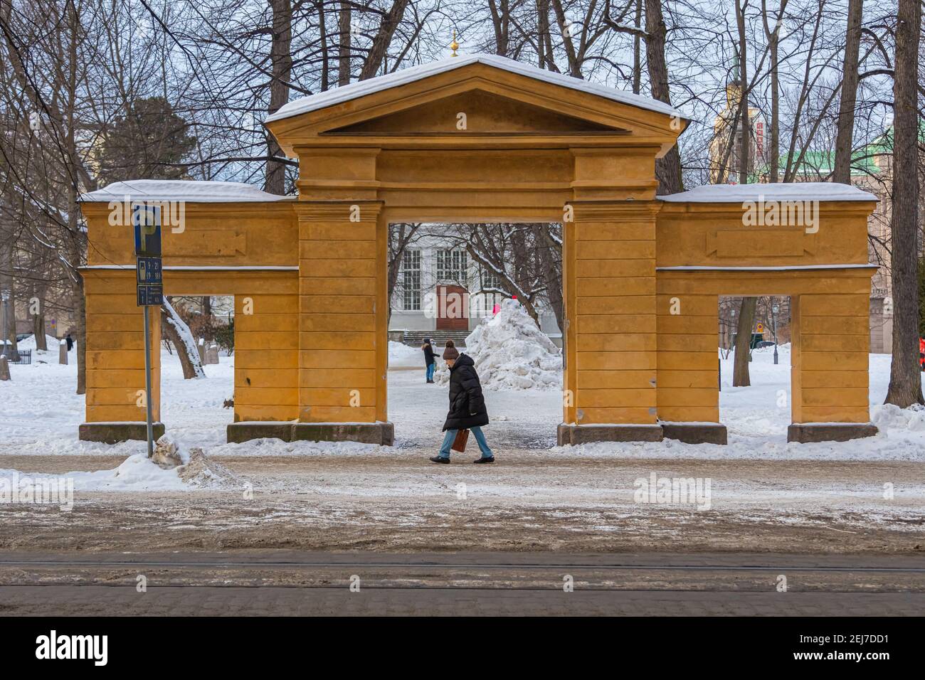 Helsinki, Finland February 15, 2021 Cityscape in the center. High ...
