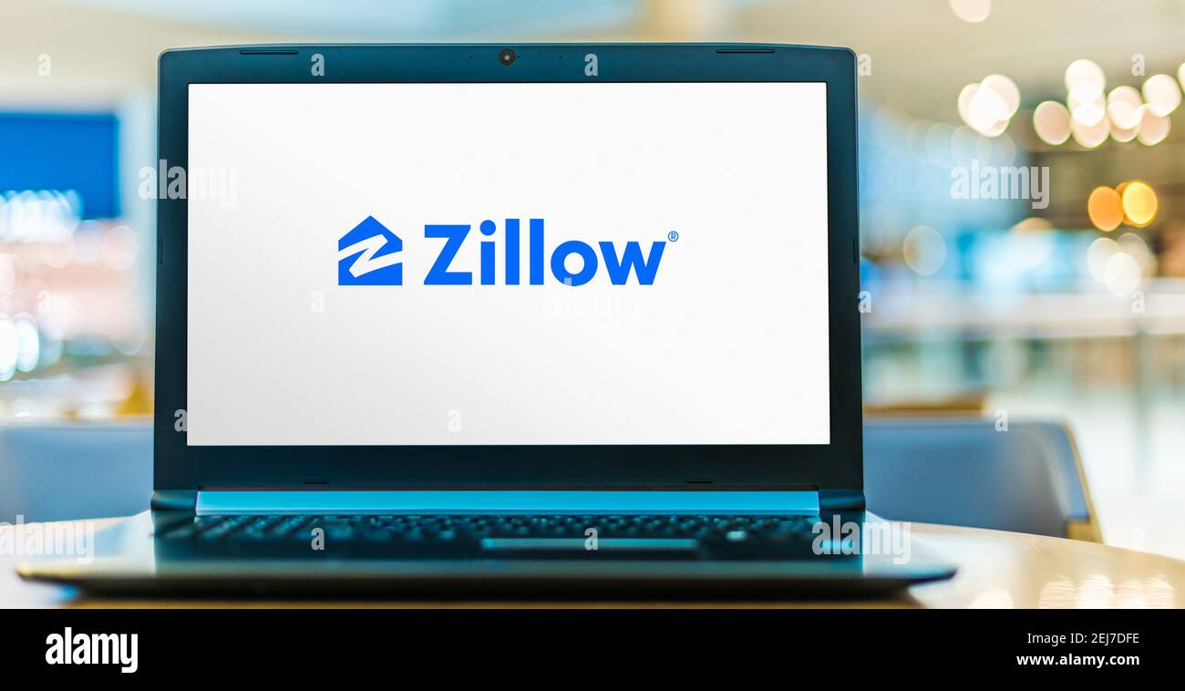 POZNAN, POL - SEP 23, 2020: Laptop computer displaying logo of Zillow ...