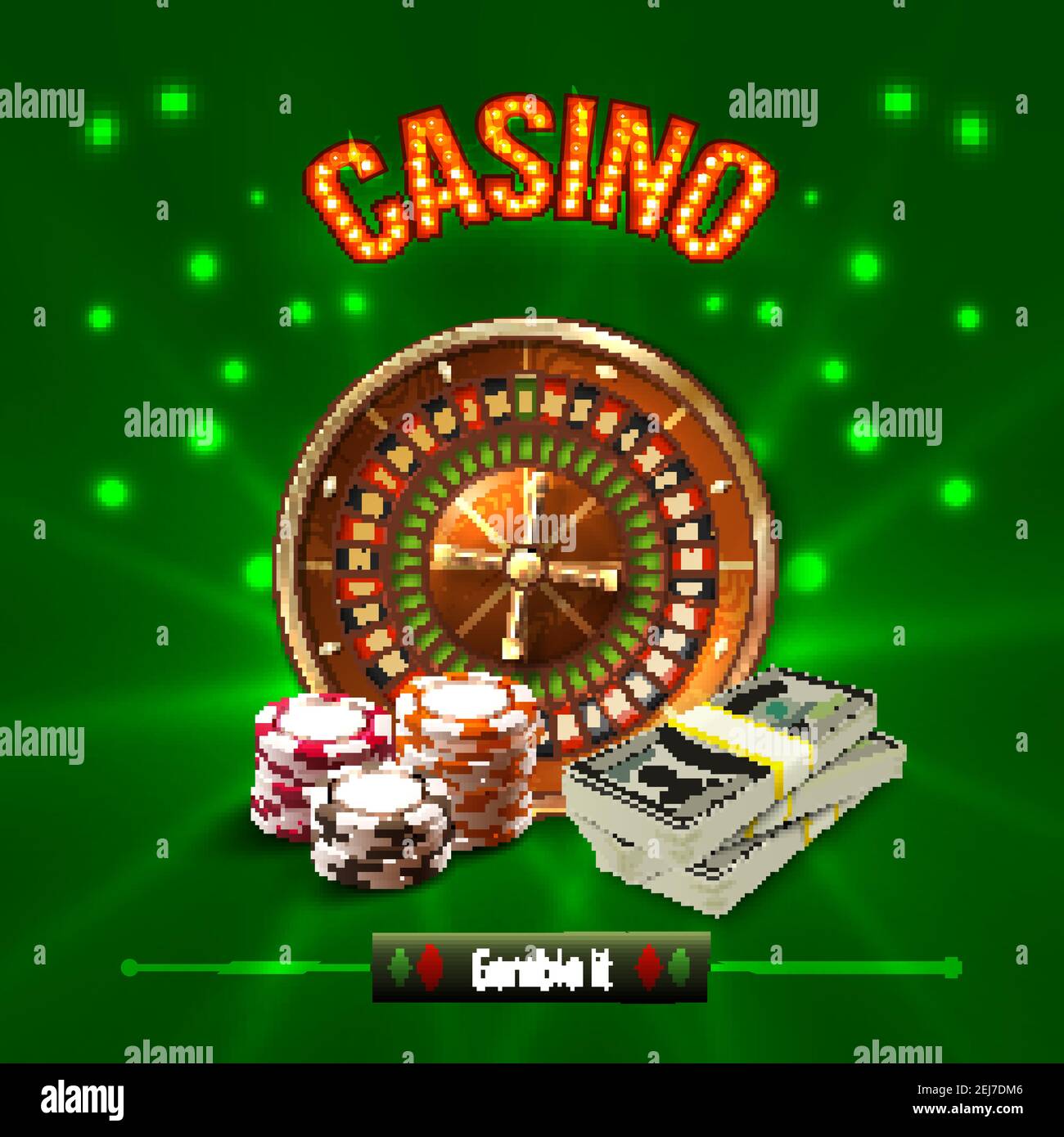 Colored casino realistic concept with gamble it headline and different ...