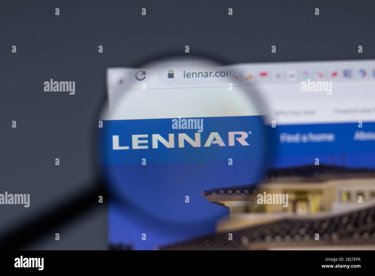 New York, USA - 17 February 2021: Lennar Corp logo close up on website ...