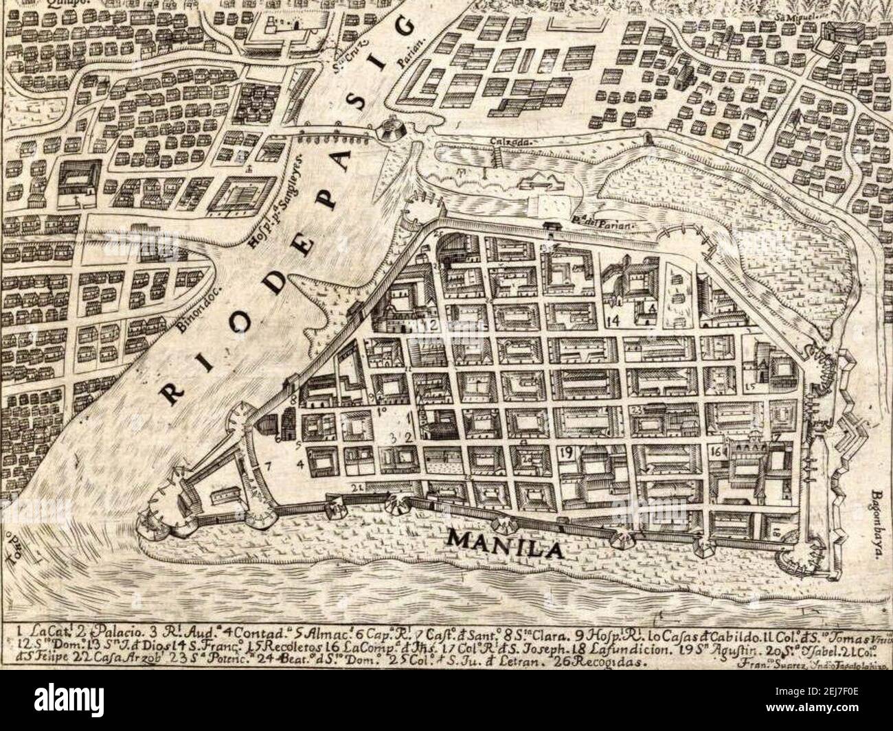 1734 map of the Walled City of Manila Stock Photo - Alamy