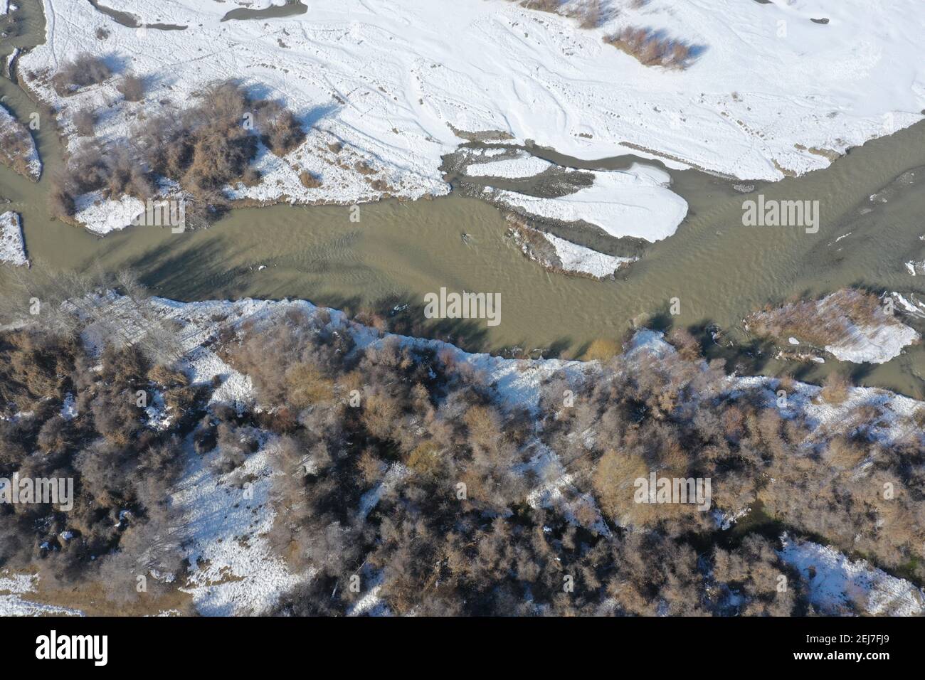 Aerial photos show the section of the Bortala River start melting in ...
